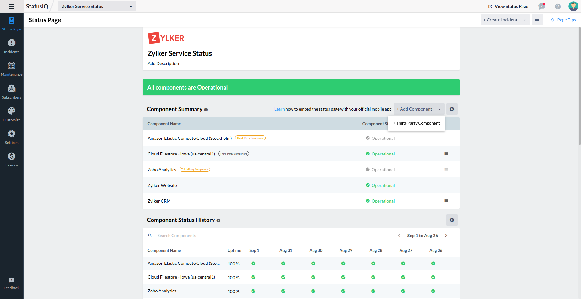 Third-party Components | StatusIQ User Guide